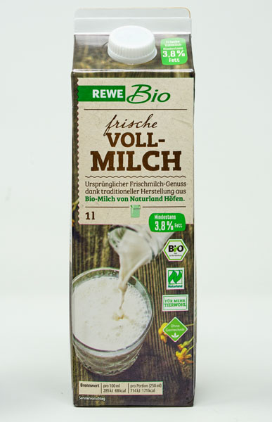 Rewe BIO Frische Vollmilch 3,8 % Fett 1 | Eier, Fette ...